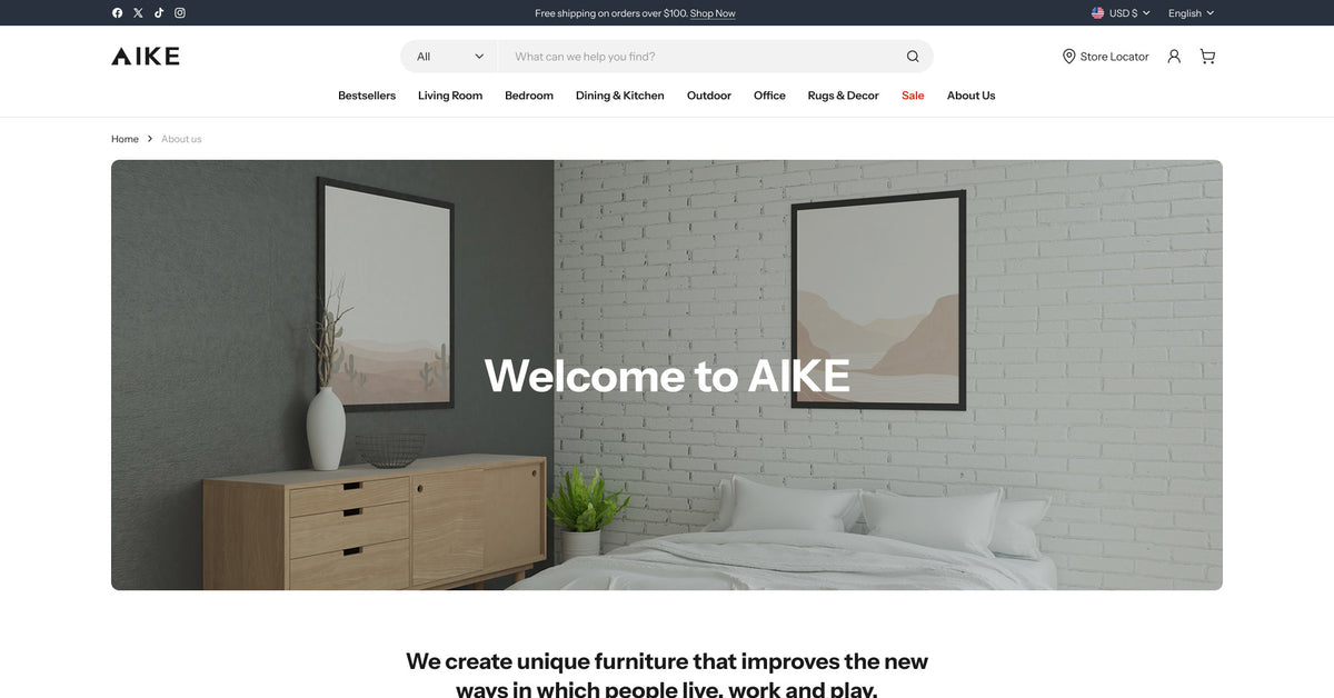 Aike - Home & Decor About Page Template for Shopify | Ecombe